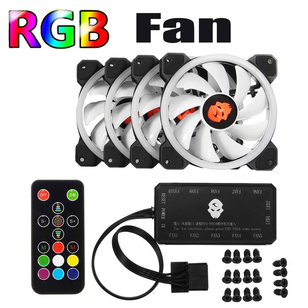 3pcs RGB LED Case Cooling Fan + Remote Controller | Shopee Philippines