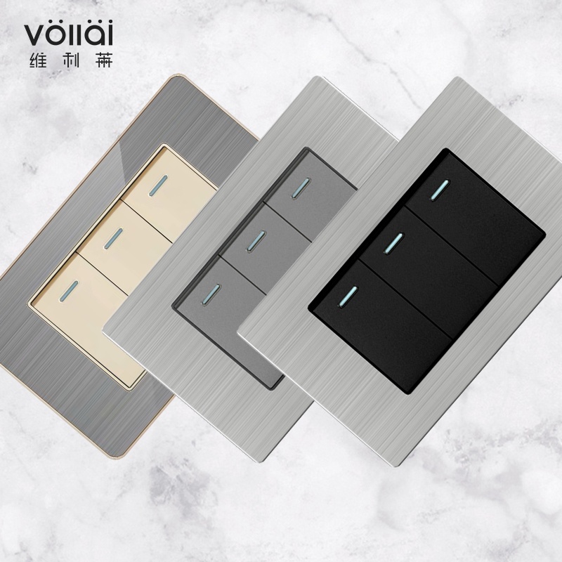 VOLLIA 3 Gang 1/2 Way Light Switch for wall Electrical wall Switch for ...