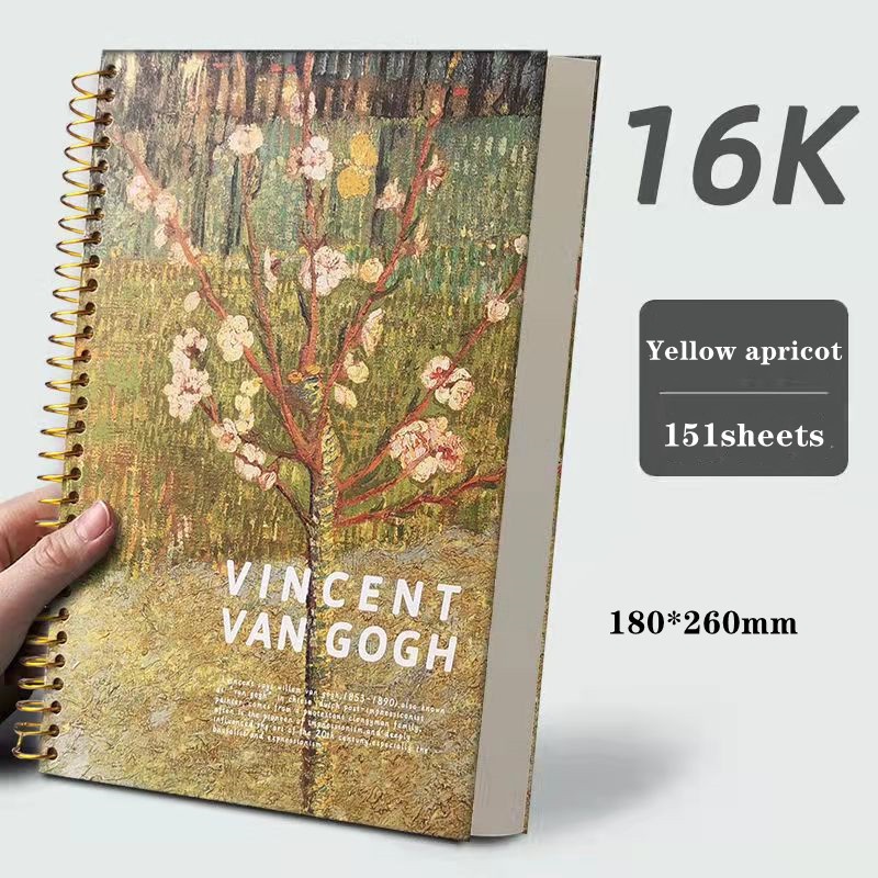 16k Van Gogh Hardbound Spiral Thick Big Notebook Sheets 151 Watercolor ...