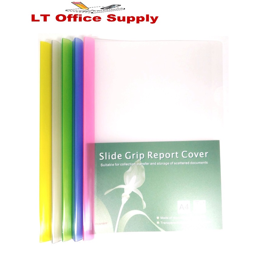 1PC Tranbo Transparent Slide Grip Report Cover Sliding Folder Size A4 ...