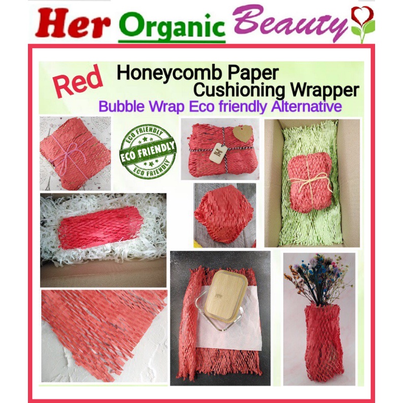 Honeycomb RED Paper Wrapper Cushioning & White Interleaf Paper (Bubble ...