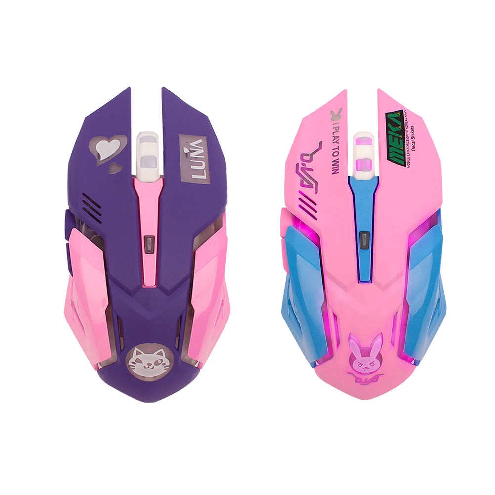 Pink Cute Breathing LED USB Wireless Optical Mouse 2400dpi Mute PC ...