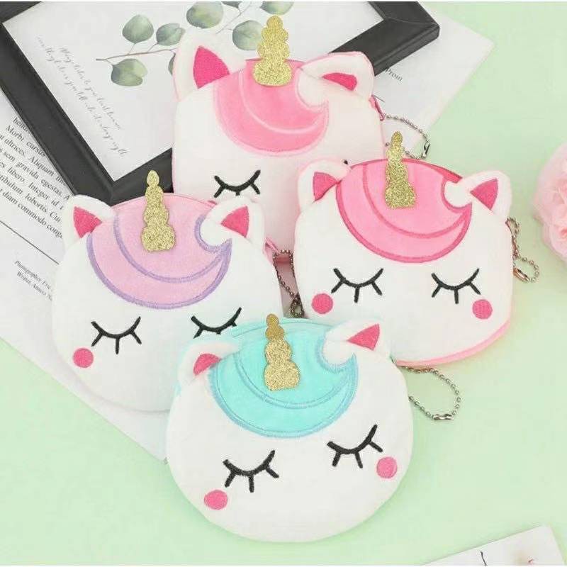 Unicorns Coin Purse Plush Mini Wallet Cartoon Change Bag Kids Gift With ...