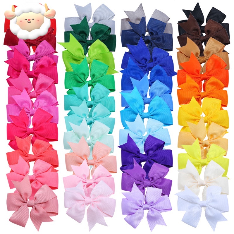 Pure Color Ribbed Ribbon Fishtail Bow Hairpin Hair Accessories Children ...