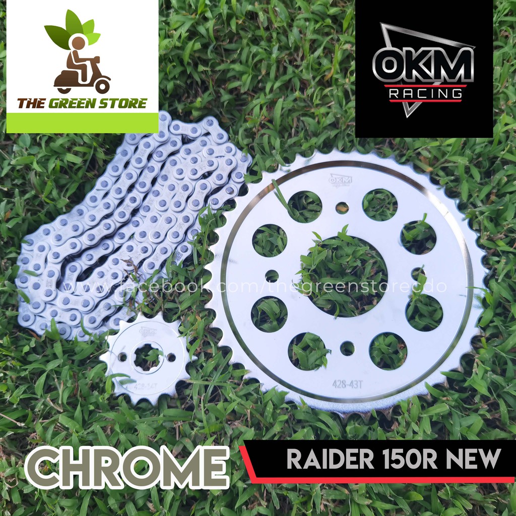 OKM Racing Chain & Sprocket Set ( Raider 150R New ) Available in Chrome ...