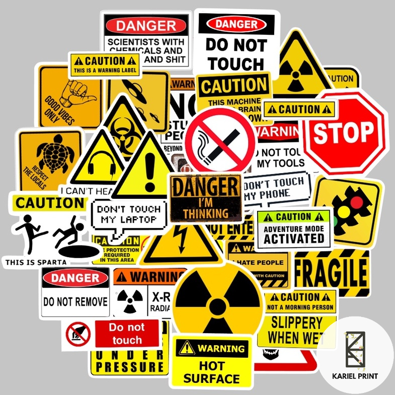 Warning Danger Signs Stickers [3 inches Per piece Water proof Laminated ...