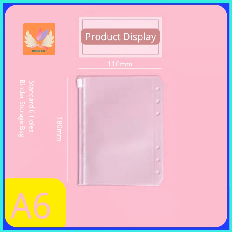 ARThur A5 A6 Zipper Binder Flash Transparent Binder Zipper Binder K-pop ...