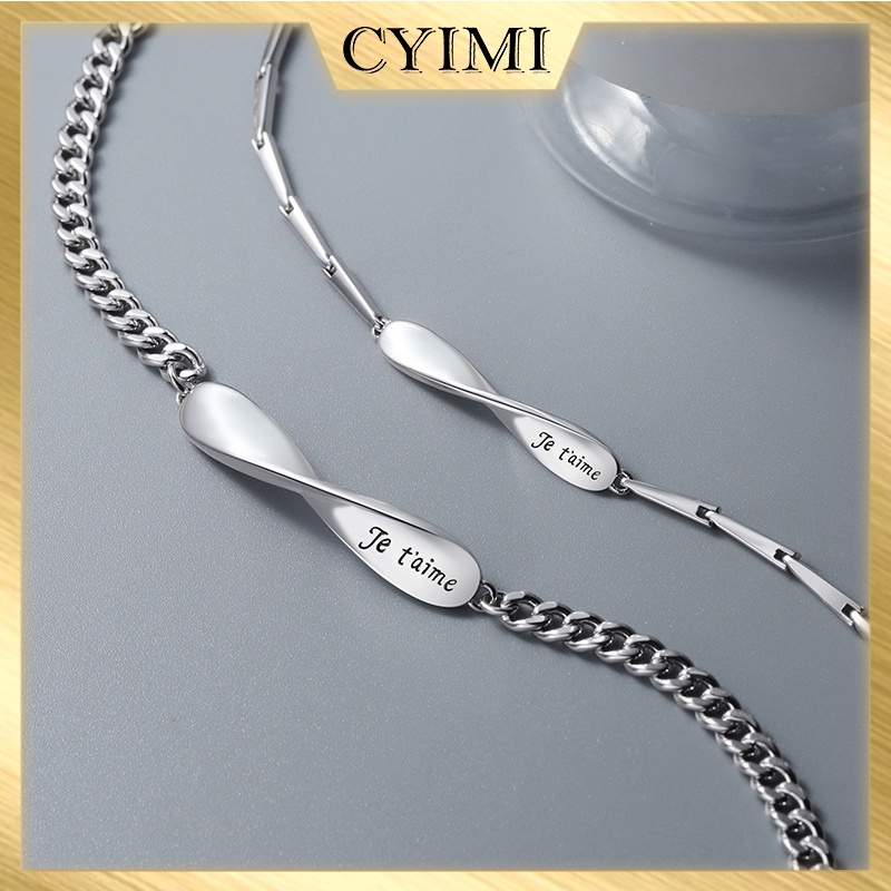 2 Pcs S925 Mobius Couple Silver Bracelet Male Couple Couple Style Niche ...
