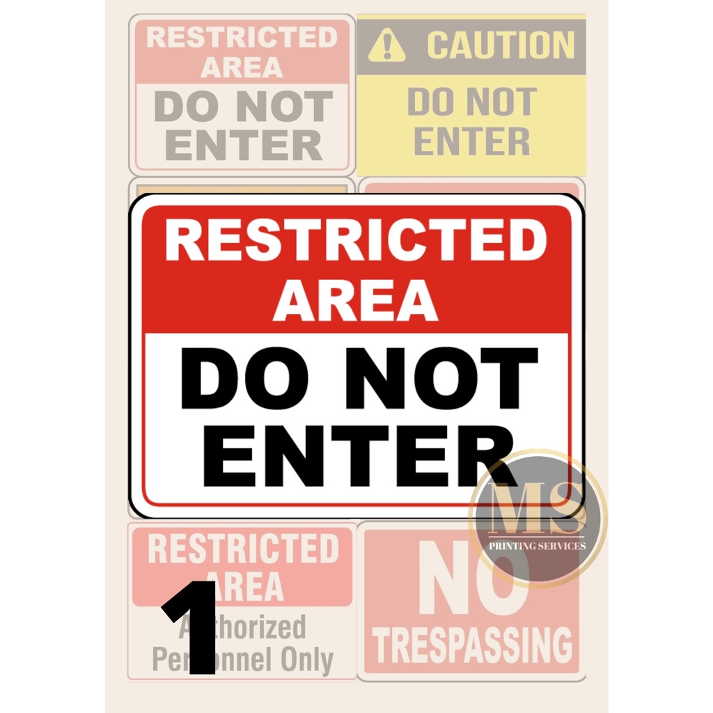 Restricted Area, No Trespassing, Do Not Enter Signages(Laminated ...