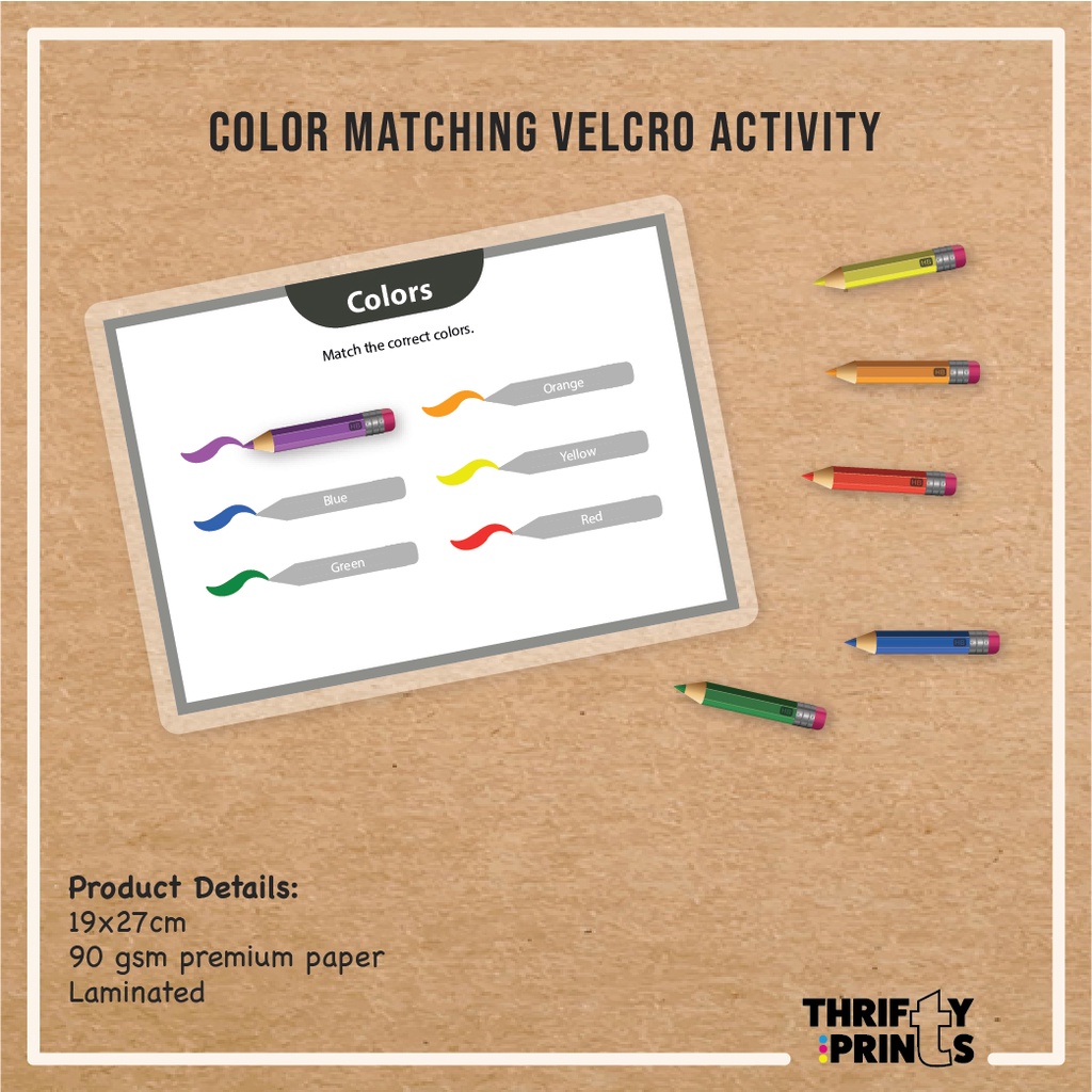 Color Matching Laminated With Velcro Learning Material Activity ...