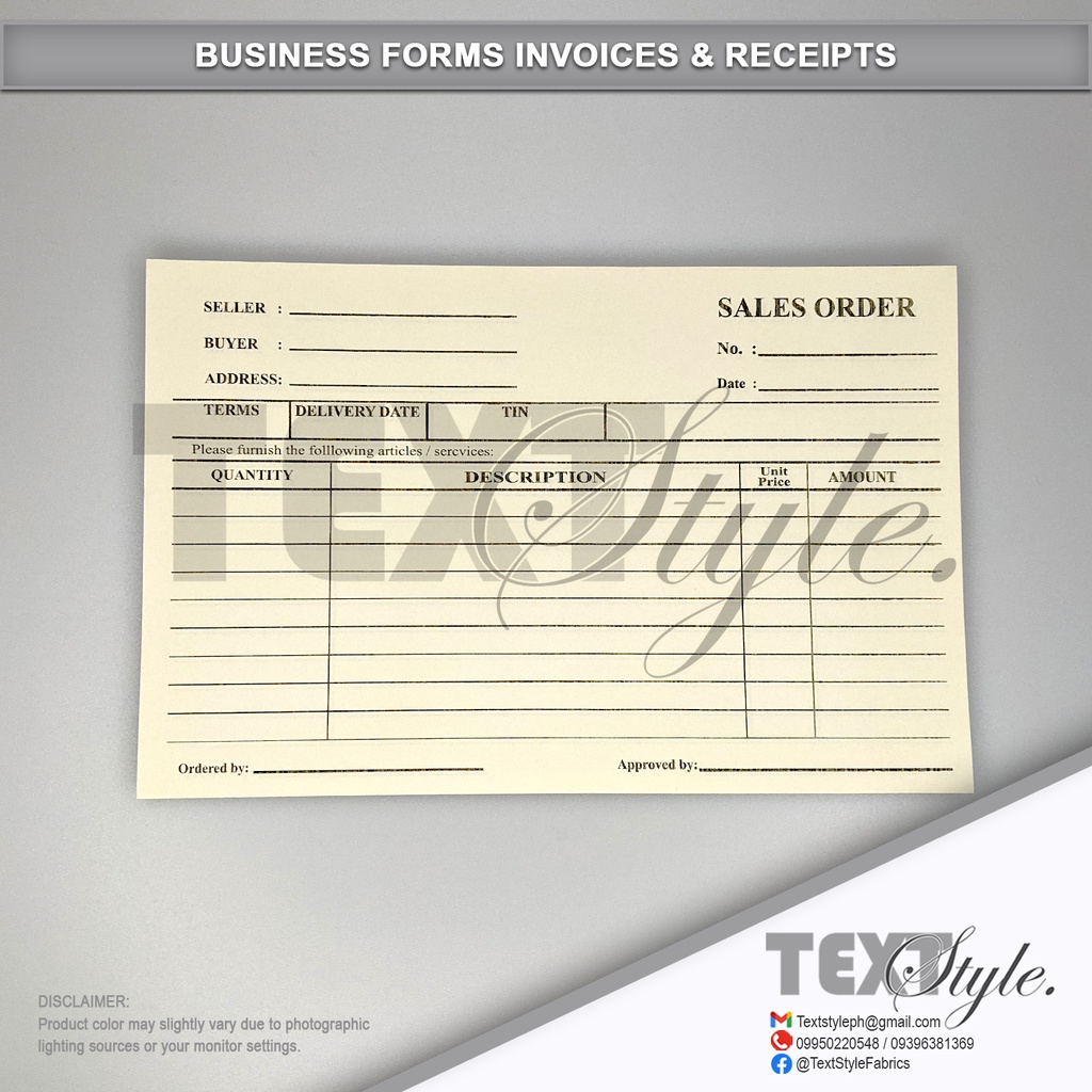 Textstyle Business Forms Receipt and Invoices Sales Order Delivery ...