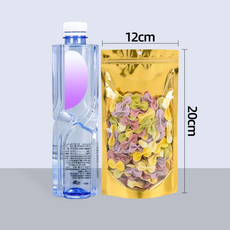 100pcs Half Gold Aluminum Half Clear Stand Up Pouch Packaging Resealable Cookies Coffee ...