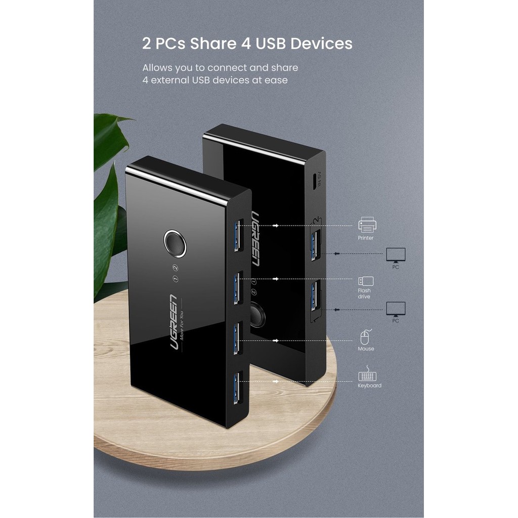 UGREEN USB 3.0 Sharing Switch 4 (OUT) x 2 (IN) Box for PC - PH | Shopee Philippines
