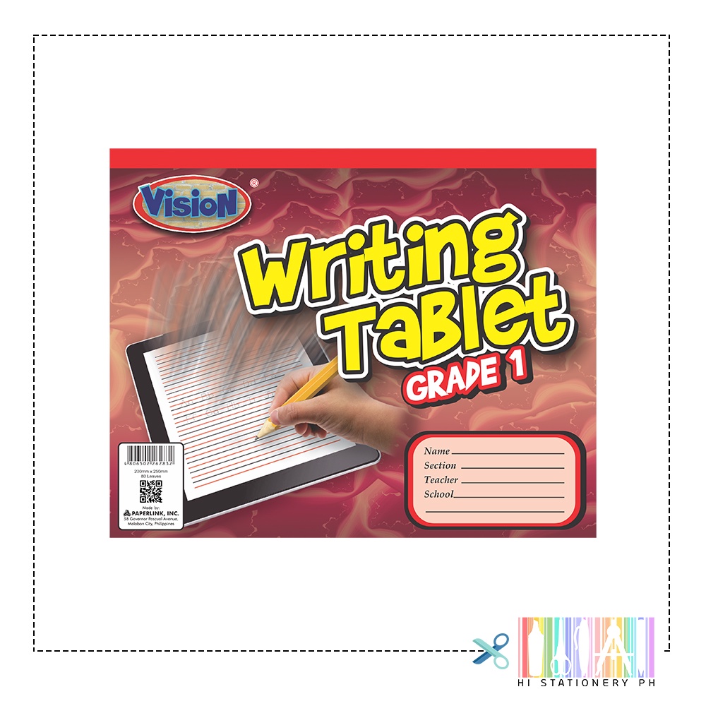 VISION Writing Tablet / Grade 1 / Grade 2 / Grade 3 School Supply ...