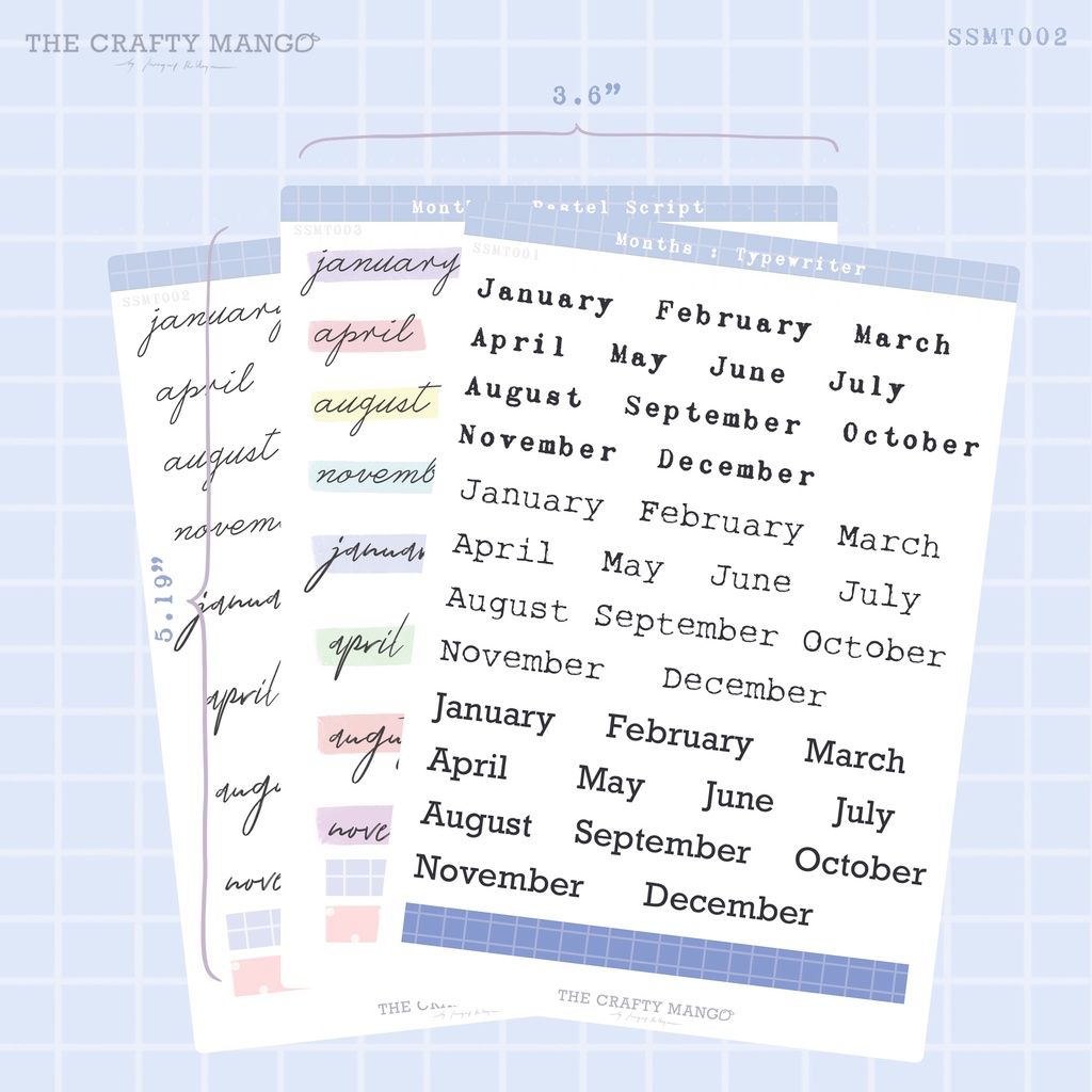 Months Journal Sticker | For planner, school, scrapbook sticker ...