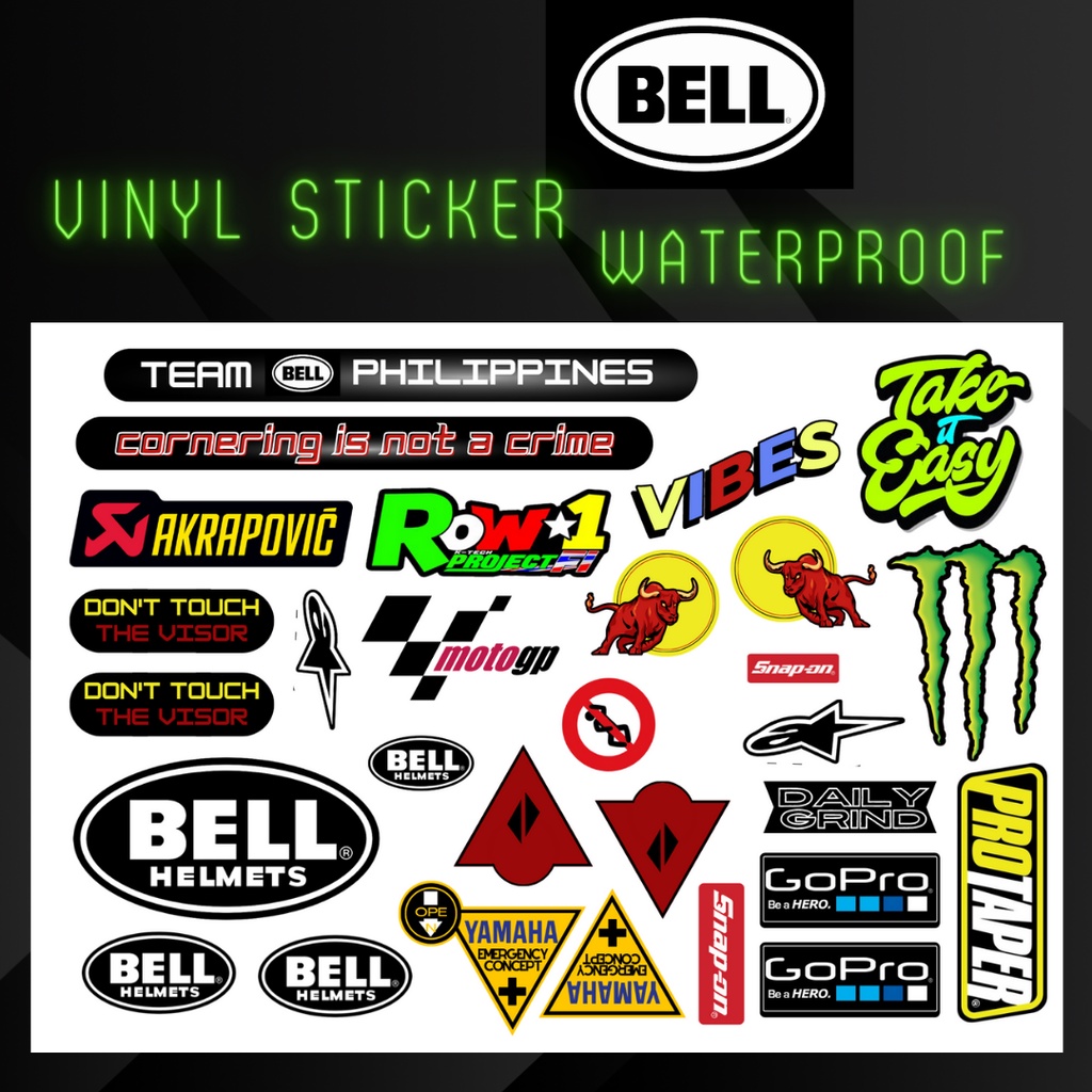 BELL HELMET VISOR VINYL STICKER - HIGH QUALITY WATERPROOF | Shopee ...