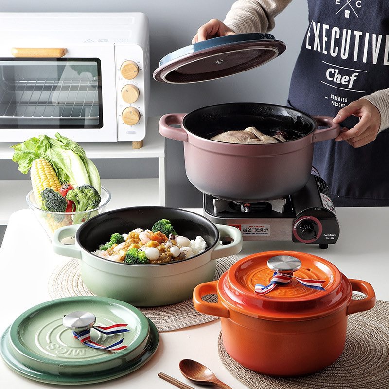 (C72) 3 LITERS Double Hollow Handle Ceramic Round Casserole Soup Pot ...