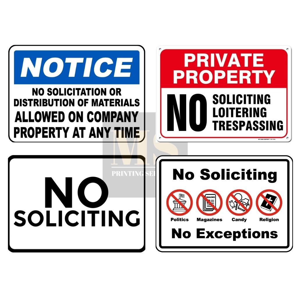 No Soliciting Sign (Laminated Signage and Waterproof Vinyl Sticker A4 ...