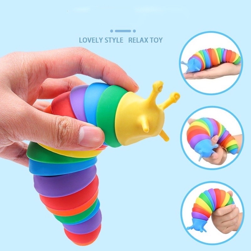 3D Flexible Wriggle Finger Decompression Snails Slugs Toys Articulated ...