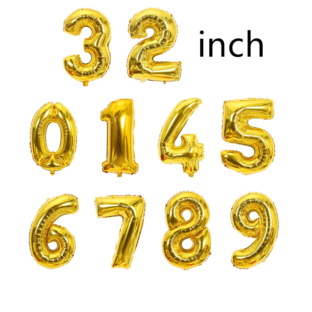 32 inch Gold Large Numbers jumbo Birthday Party Decorations Helium Foil ...