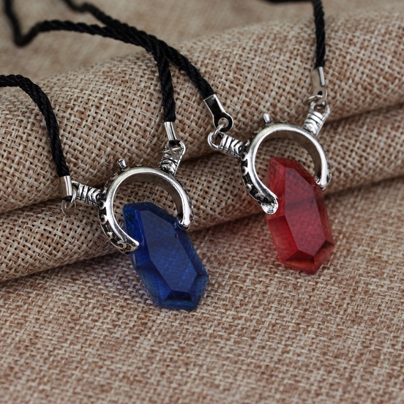 Devil May Cry 5 Dante Pendant Necklace Red Blue Crystal Cosplay ...