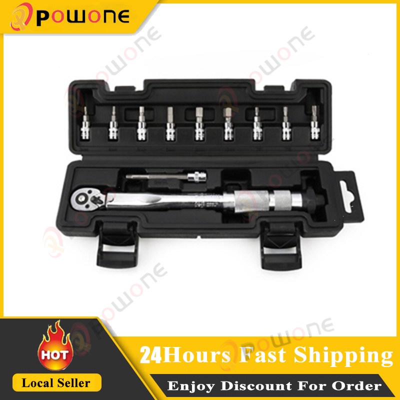 POWONE 11pcs 1/4" 5-25Nm Adjustable Tire Torque Wrench Set Bicycle Auto ...