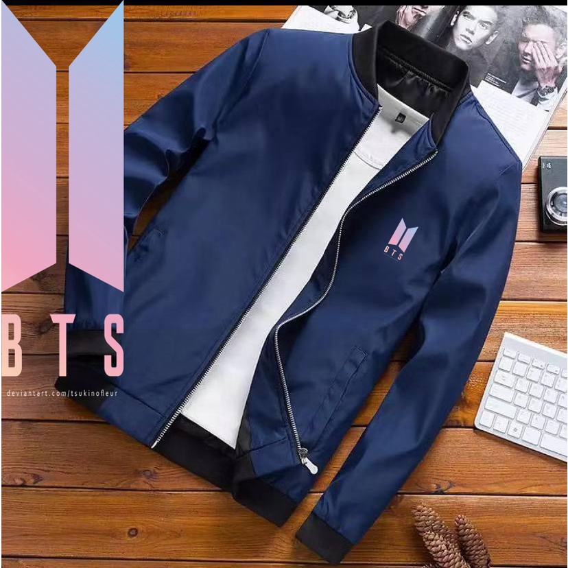fashion bomber jacket unisex #BTS LOGO design | Shopee Philippines