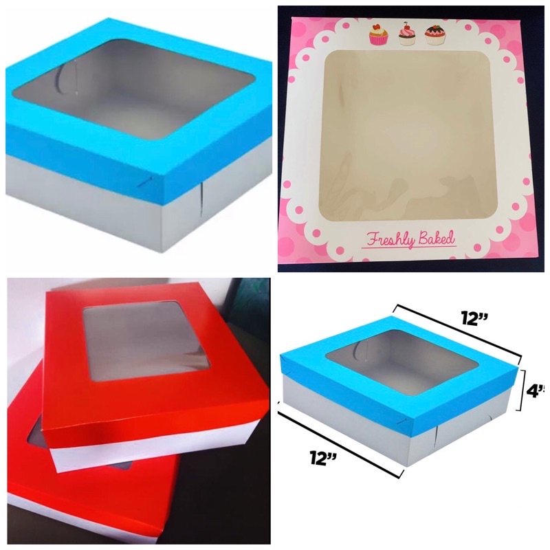 Cake box 7x7x4|8x8|9x9x4| 10x10x5 Red,Blue,Freshly Pink (5pcs) | Shopee ...