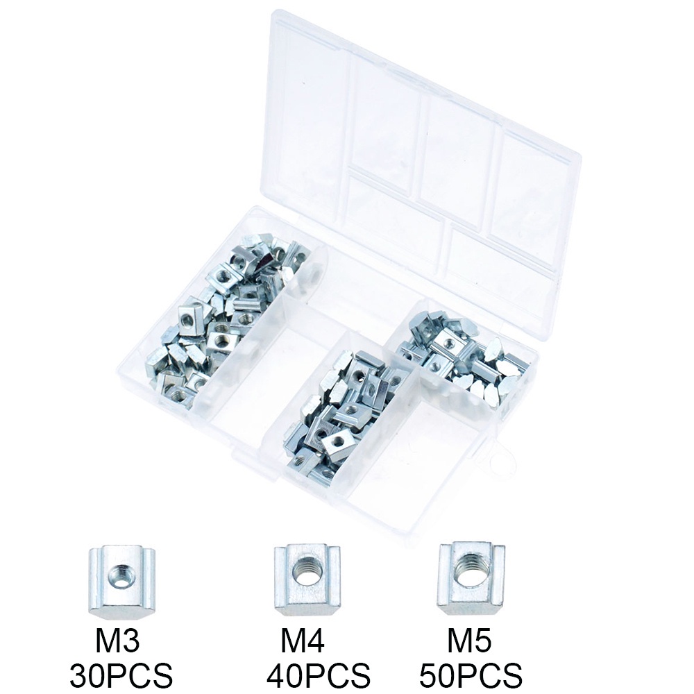 120PCS/Box M3 M4 M5 T Block Square Nuts T-Track Sliding Hammer Nut For ...