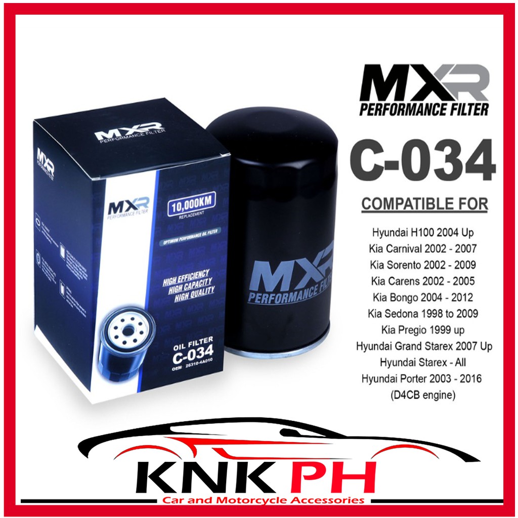 C-034 MXR OIL FILTER FOR Hyundai H100 Kia Carnival Kia Sorento Kia ...