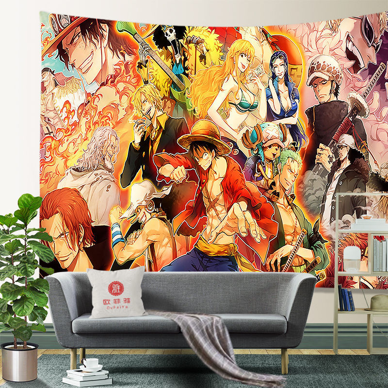 20styles One Piece Backdrop Tapestry Party Hanging Cloth Luffy Zoro Ace ...