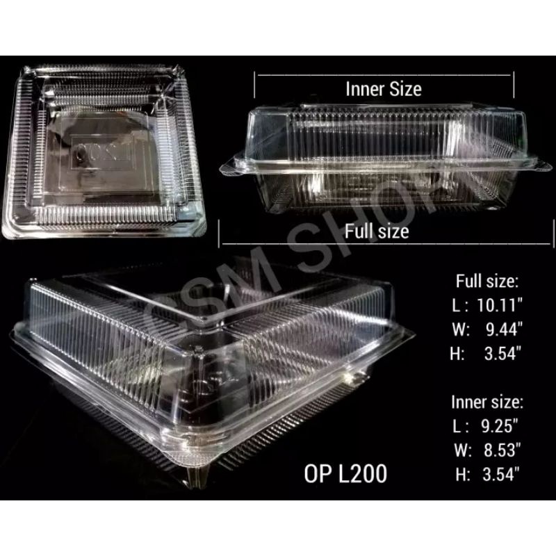 (10pcs) Square CLAMSHELL L200 , C30 / L300 - Square food container ...