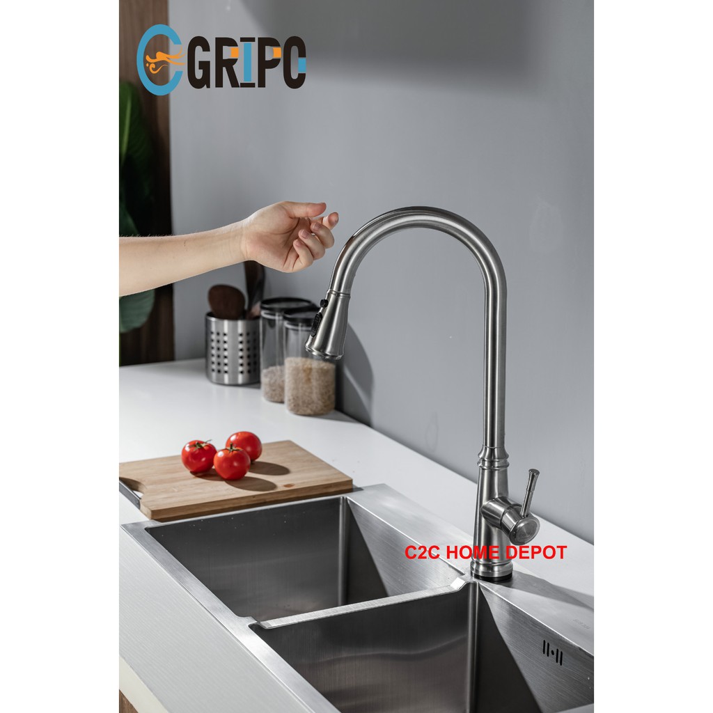 GRIPO 304 stainless Single-Handle Touch Kitchen Sink Faucet with Pull ...