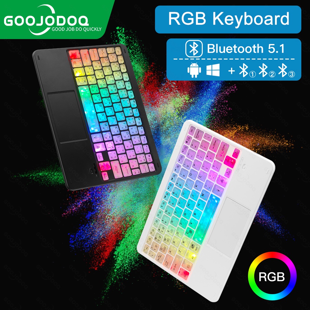 Goojodoq For iPad wireless keyboard RGB Backlit Bluetooth Keyboard with ...