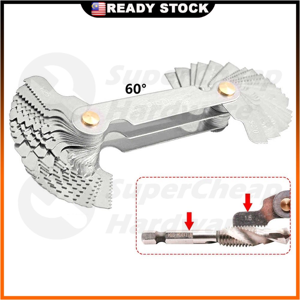 52pc Metric Imperial Screw Pitch Thread Measuring Gauge Tool Rethread ...