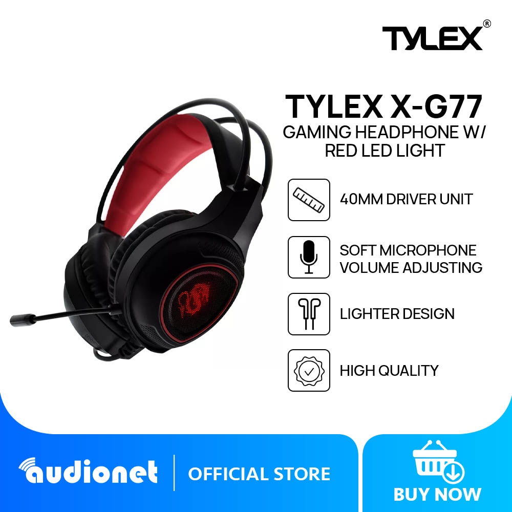 TYLEX X-G77 LED Gaming Headphones w/ Built-in Microphone Full Size Over ...