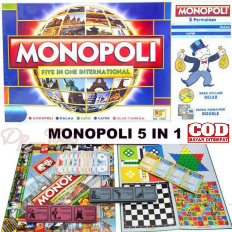 5 in 1 Monopoly Board Game Chess/Monopoly/Snakes/ludo/Halma / Monopoly ...