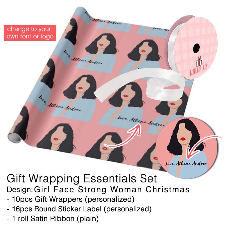 Gift Wrapping Essentials - Girl Face Strong Woman Christmas -Wrapper ...