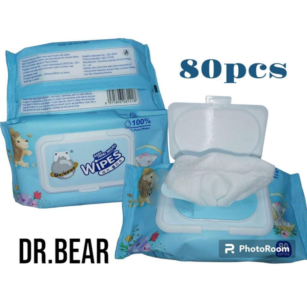 80pcs Dr.Bear Baby Wipes Wet Tissue Non-Alcohol Paraben-Free Fragrance ...