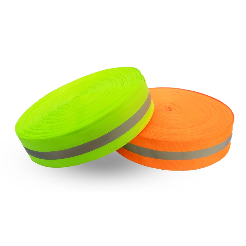 Reflector Fabric Strip/Ribbon - Neon Orange & Lime Green - Construction ...