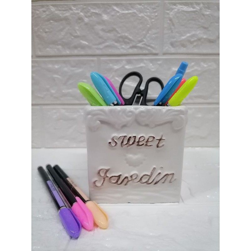 Ceramic Square Pencil Holder Organizer(9.5x10cm) | Shopee Philippines