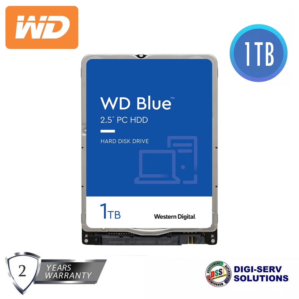 WD Blue 1TB 2.5" HDD Mobile Hard Drive,128 MB Cache, 5400 RPM, SATA 6 Gb/s (WD10SPZX) | Shopee ...