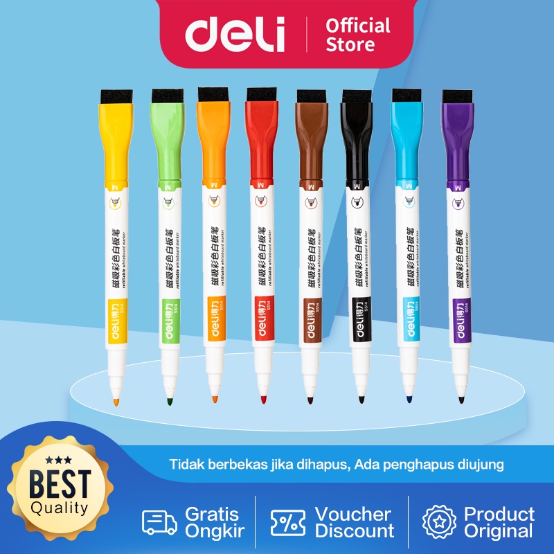 Deli Color Whiteboard Marker/Whiteboard Marker 8colors Eraser Tip S514 ...