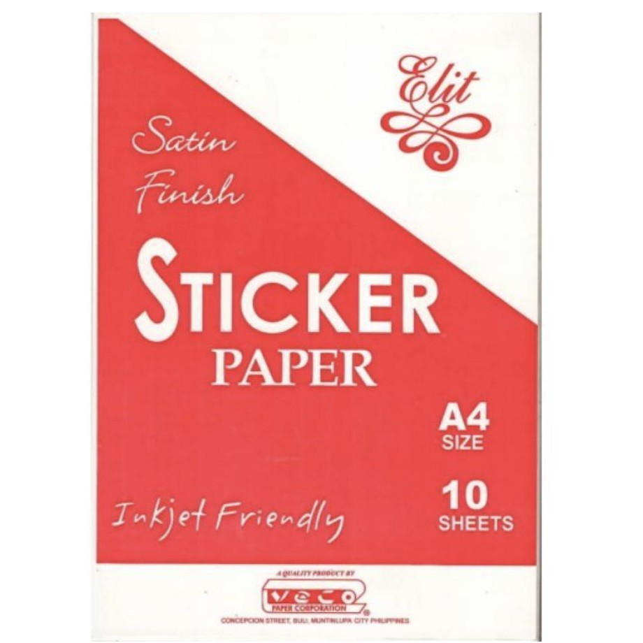 Sticker Paper Veco Elit A4 glossy, matte, 10 sheets Per Pack 100% ...