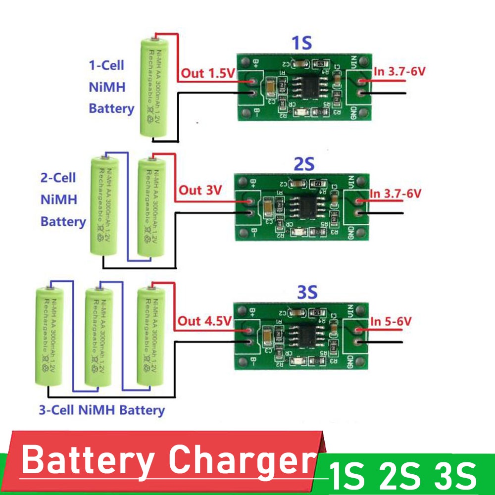 1S 2S 3S CELL 1A NiMH Rechargeable Battery Charger Module Charging ...