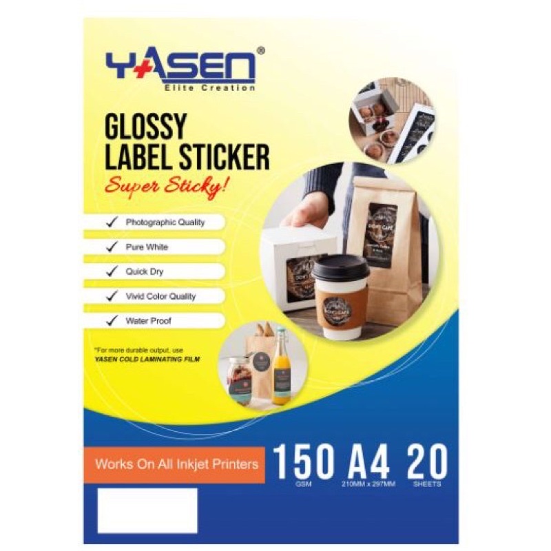 Printable Label Sticker Yasen Glossy | Matte 150 GSM A4 5pack(100sheets ...
