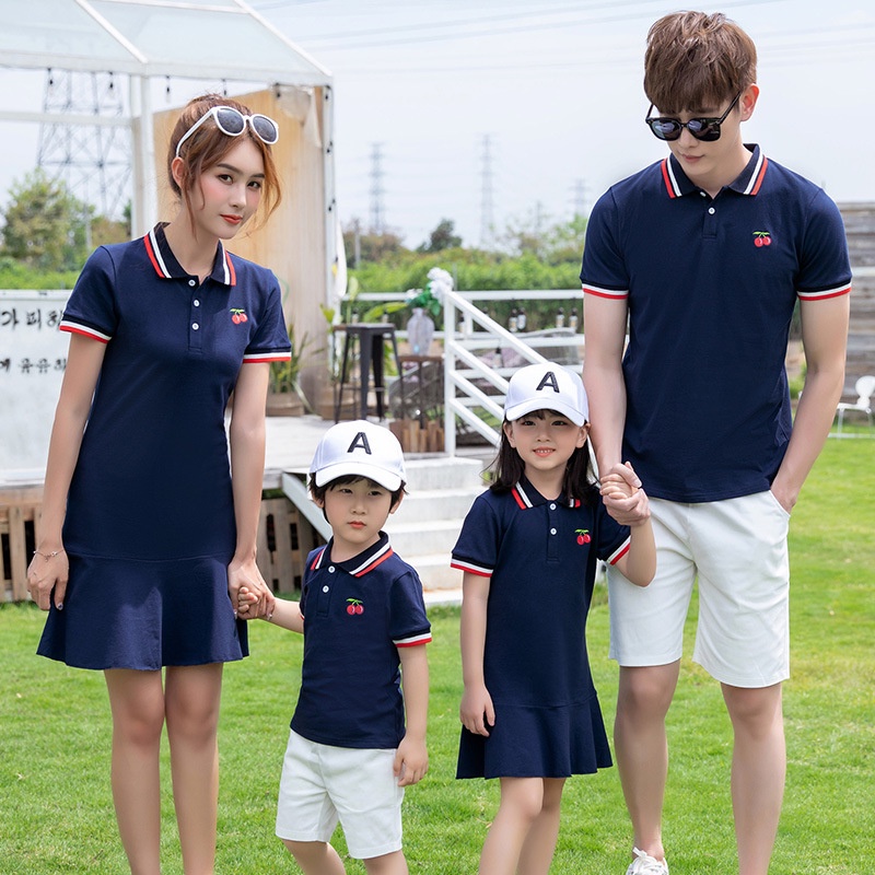 mother and daughter dress casual couple father and son polo shirt ...