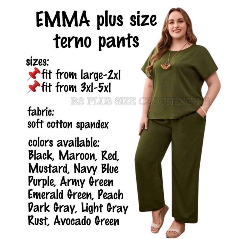 PLUS SIZE EMMA TERNO PANTS 𝗙𝗢𝗥 𝗣𝗟𝗨𝗦 𝗦𝗜𝗭𝗘 𝗪𝗢𝗠𝗔𝗡 : FIT FROM LARGE TO 5XL :Soft Cotton Spandex ...