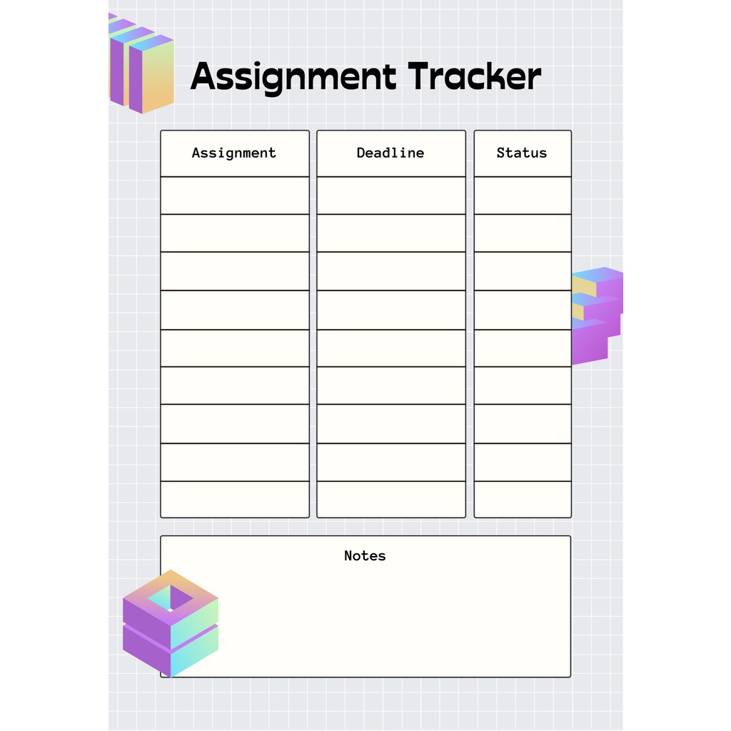 Assignment Tracker, School Activity Planner Notepad Memopad(Non-Sticky ...