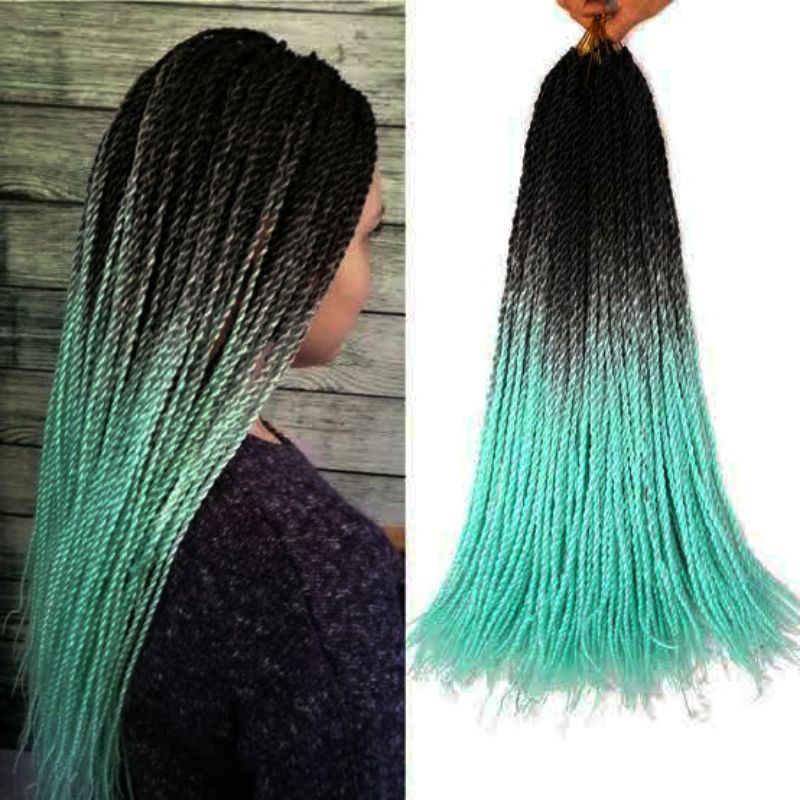 HIJAU Ombre Thread Embroidered Braided Hair Mix 2 Colors, Black-Green ...